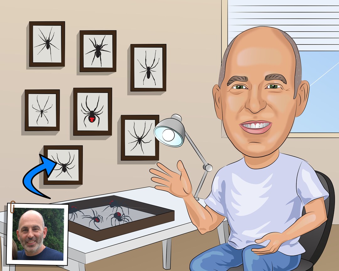 Spider Collector Gift - Custom Caricature From Photo, Arachnid Lover ...