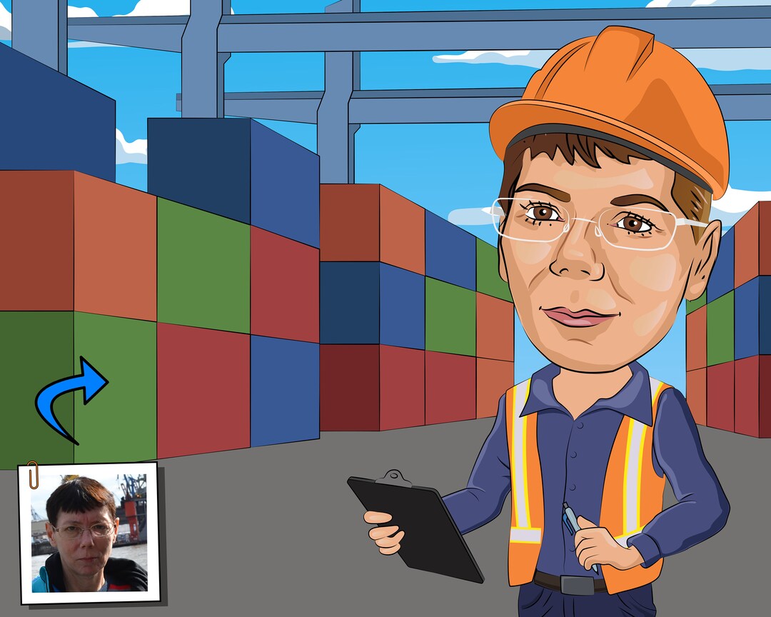 Dock Worker Gift - Custom Caricature Portrait From Your Photo - Etsy