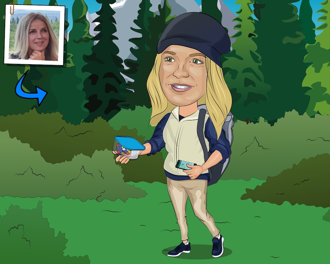 Geocaching Gift - Custom Caricature From Photo, Geocache Gift, Treasure ...