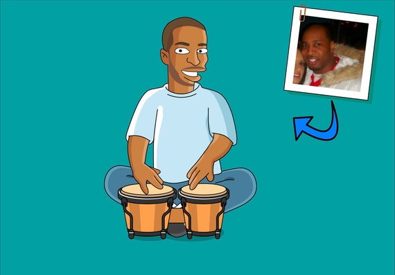 Bongo Player Gift Portrait as Cartoon Character / Bongo Art - Etsy