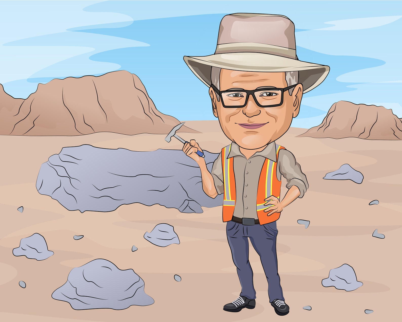 Geologist Gift - Custom Caricature Portrait From Your Photo / Earth ...