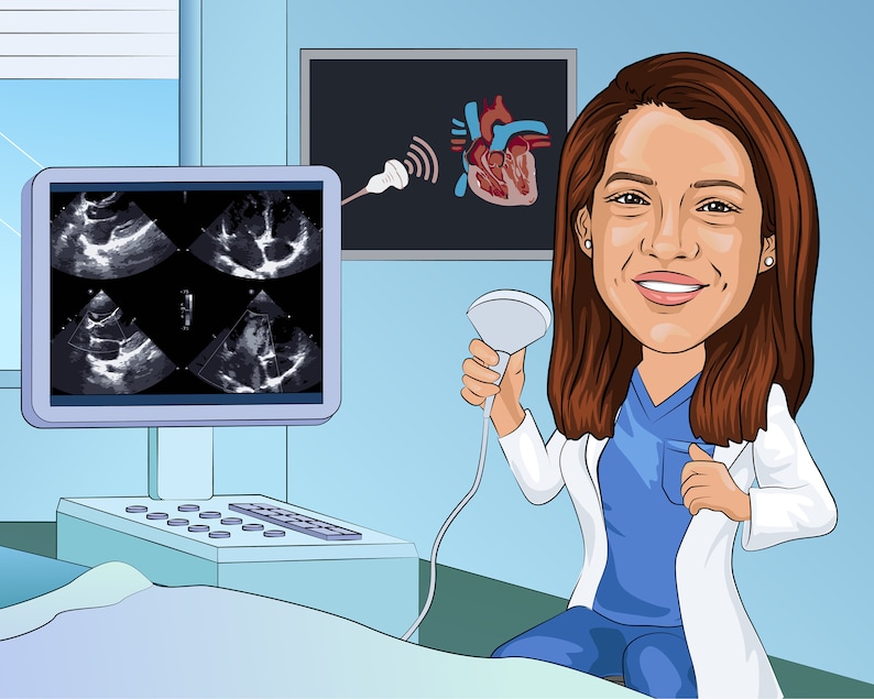 Cardiac Echo Tech Gift - Custom Caricature Portrait From Your Photo ...
