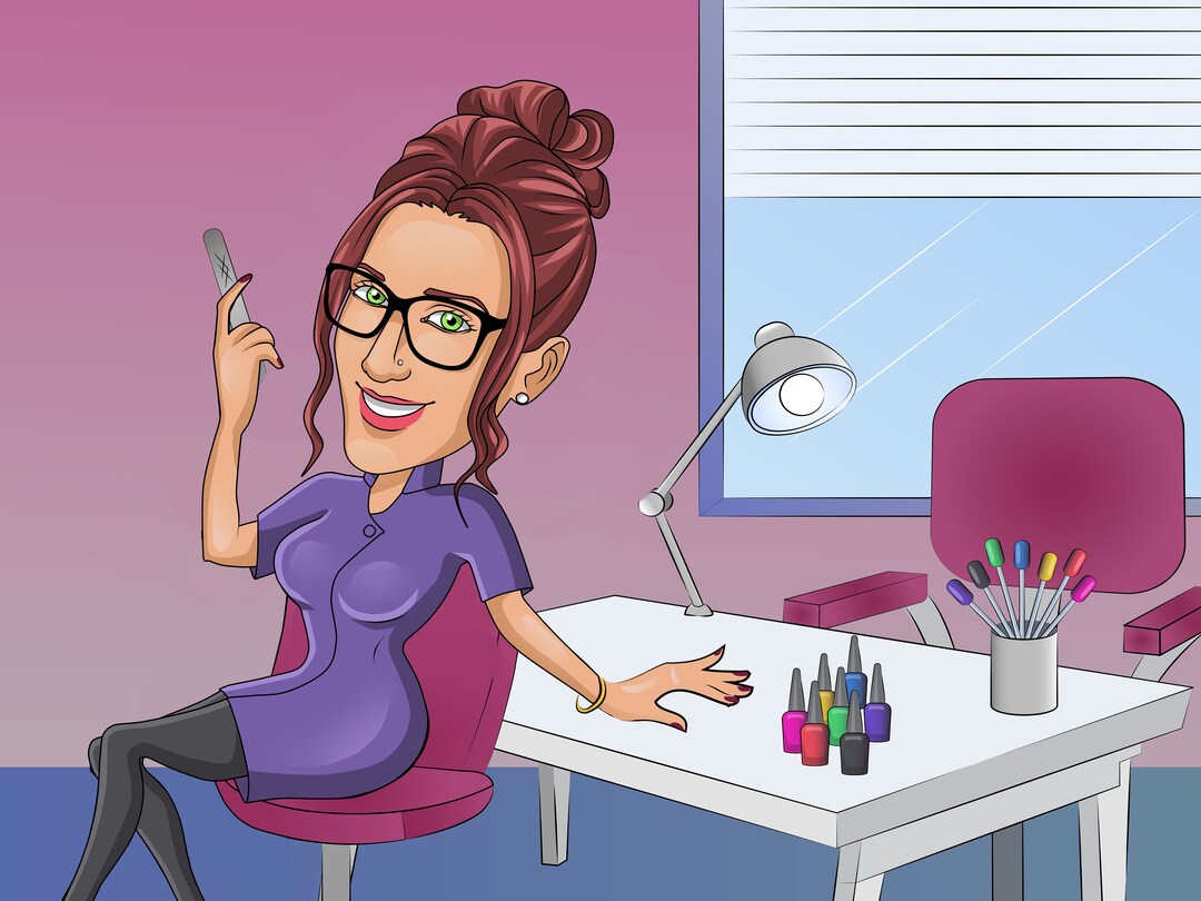 Nail Boss Gift - Custom Caricature Portrait From Your Photo, Nail ...