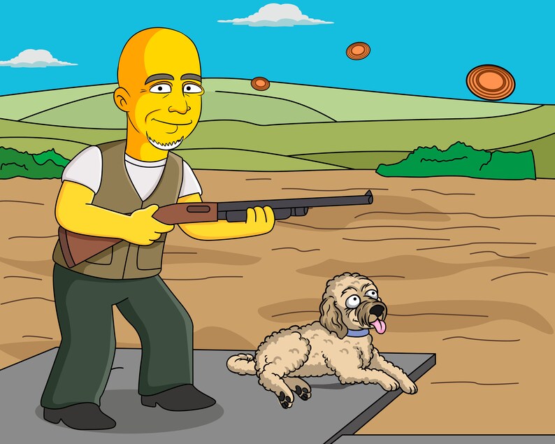 Trap Shooter Gift - Custom Portrait From Photo as Yellow Character ...