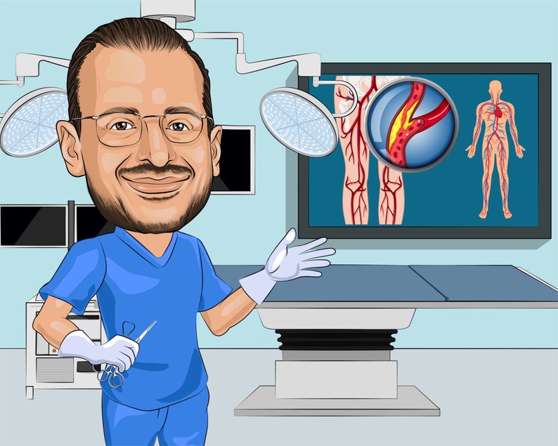Vascular Surgeon Gift - Custom Caricature From Photo, Vascular Surgery ...