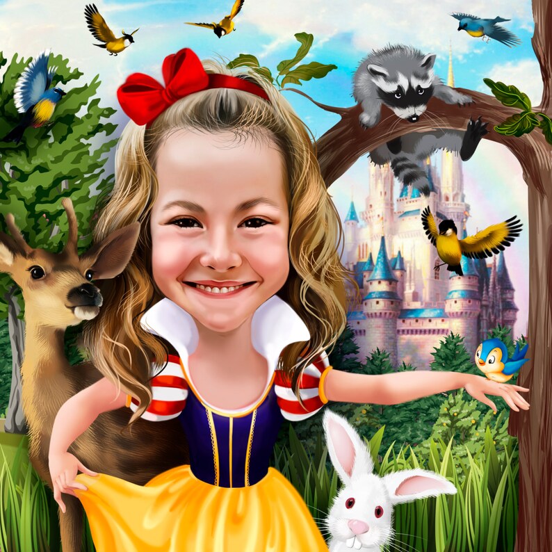 Princess Portrait in Fairytale style / Fairytale Portrait / | Etsy