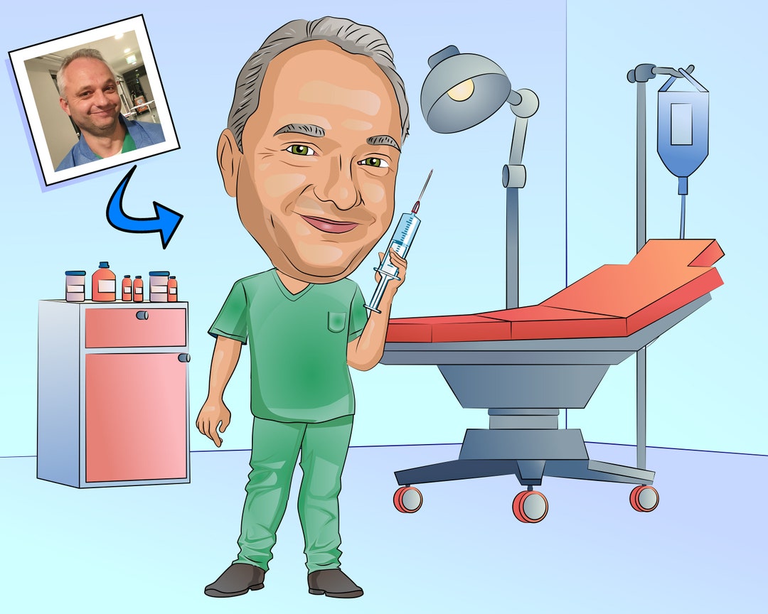 ER Doctor Gift - Custom Caricature Portrait From Your Photo / Emergency ...