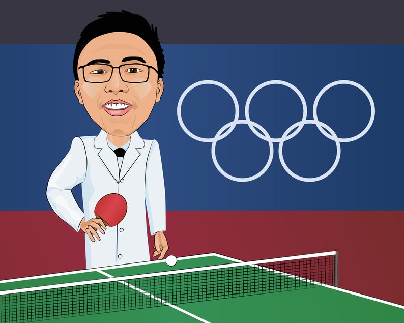 Ping Pong Player Gift Custom Caricature Portrait From Your - Etsy