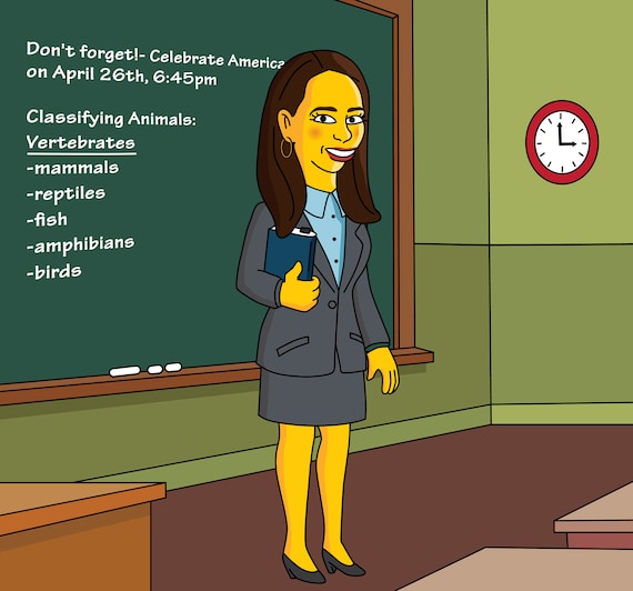Cartoon Girl Science Teacher