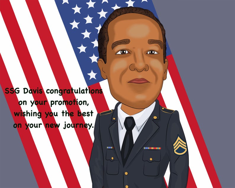 Sergeant Gift - Custom Caricature Portrait From Your Photo / Staff ...