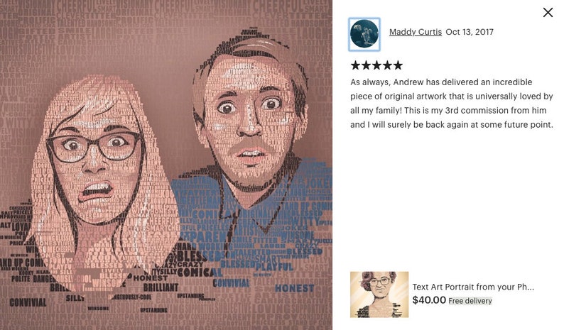 Couple Word Art Portrait From Photo, Word Portrait, Typographic ...