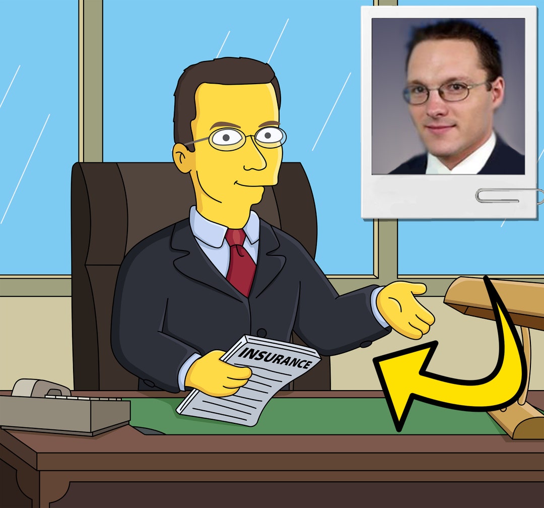 Insurance Agent Gift - Custom Portrait From Photo as Yellow Character ...