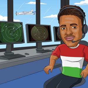 Air Traffic Controller Gift - Custom Caricature Portrait From Your ...