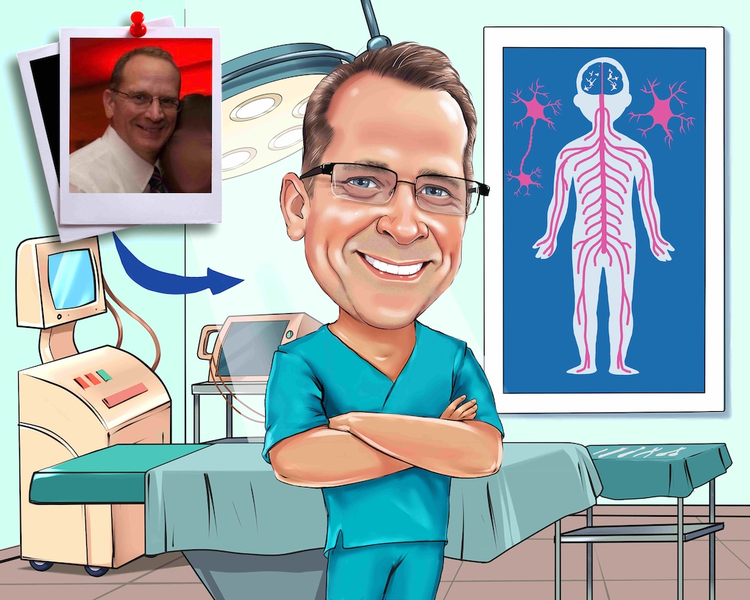 Neurosurgeon Gift - Custom Caricature From Photo, Neuro Surgeon ...