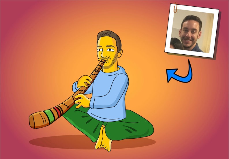 Didgeridoo Player Gift - Portrait as Cartoon Character / Didjeridoo - Etsy