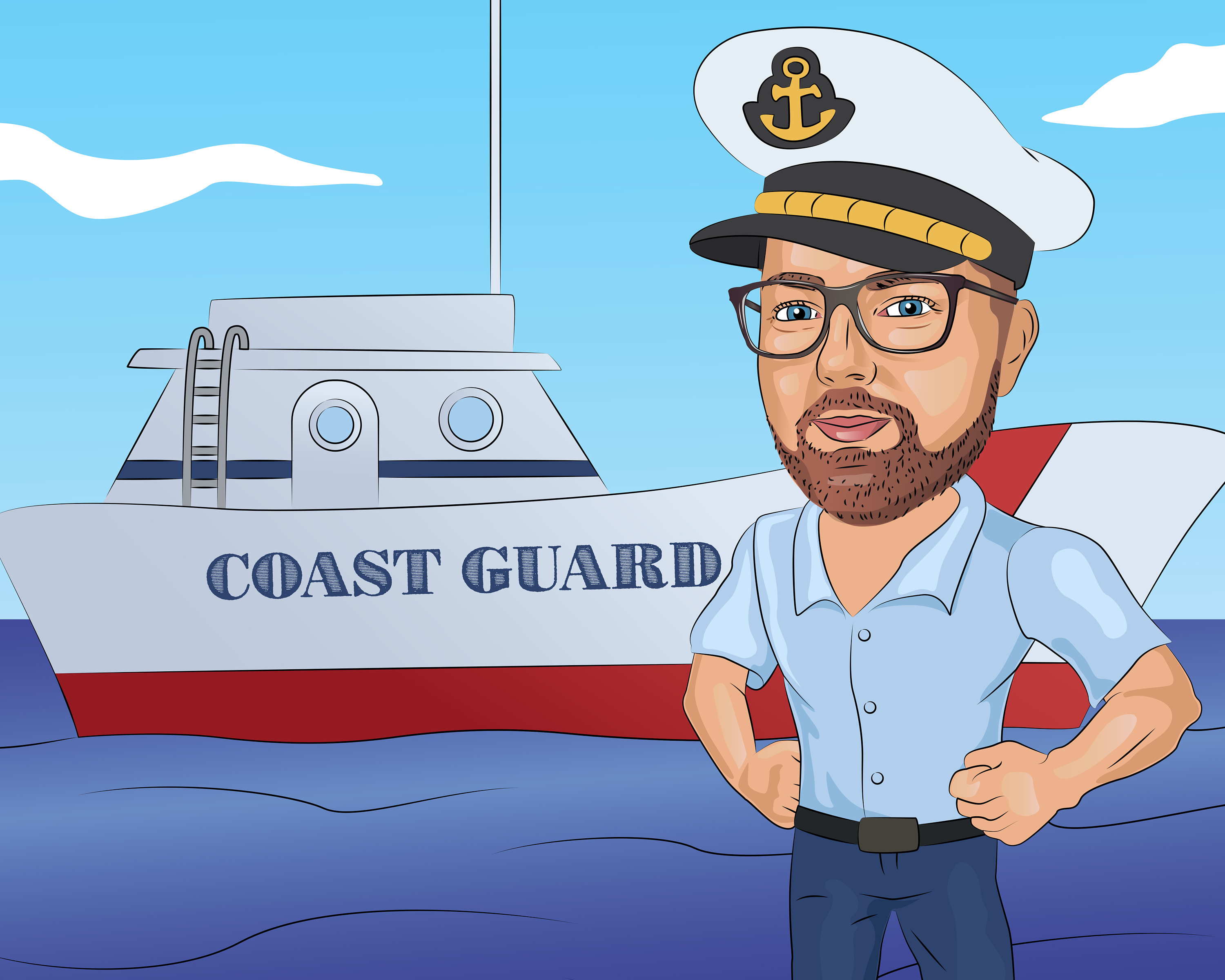 Coast Guard Gift Custom Caricature Portrait From Your Photo | Etsy