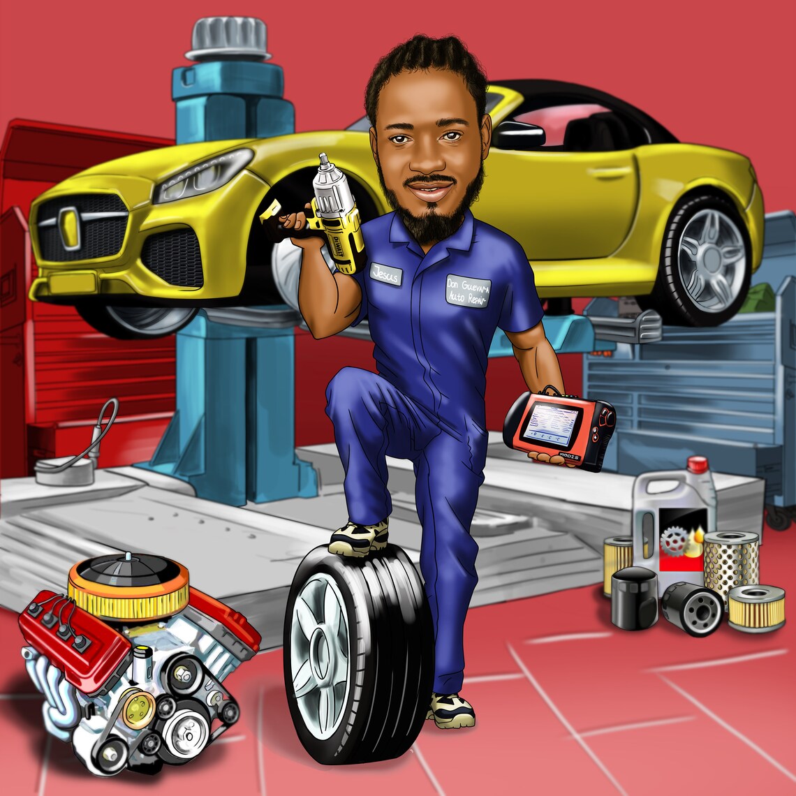 Car Repair Logo Custom Portrait for Your Business Logo / Car | Etsy