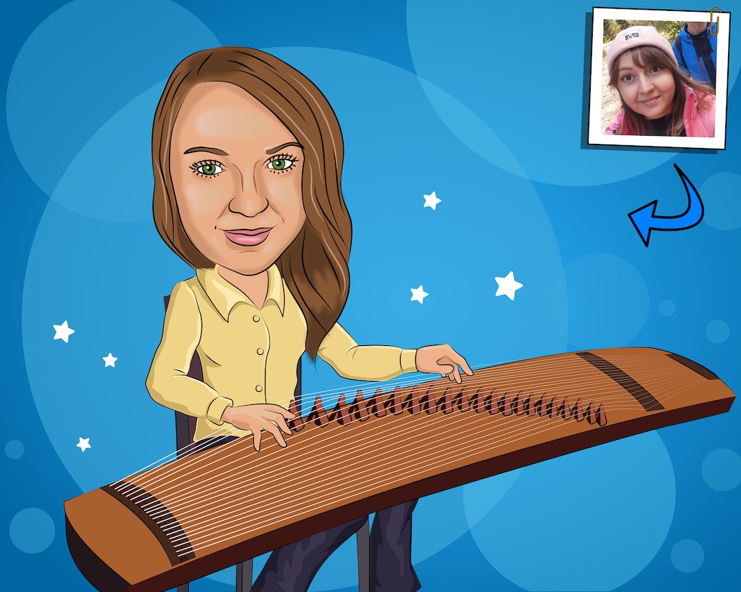 Koto Player Gift - Custom Cartoon Portrait / Koto Gift / Koto Art - Etsy