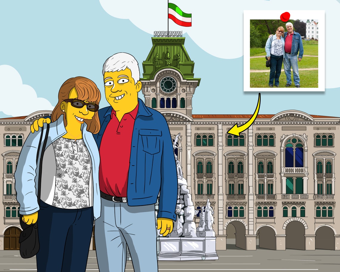 Custom Yellow Cartoon Portrait: Messina City Art (digital File) - Etsy