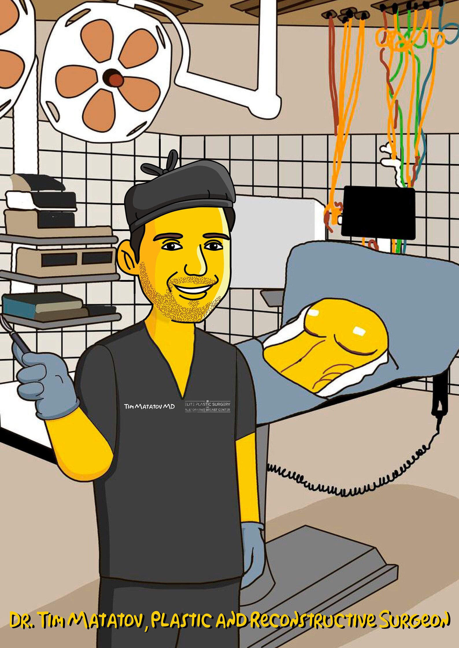 Plastic Surgeon Gift - Custom Portrait as Yellow Cartoon Character ...
