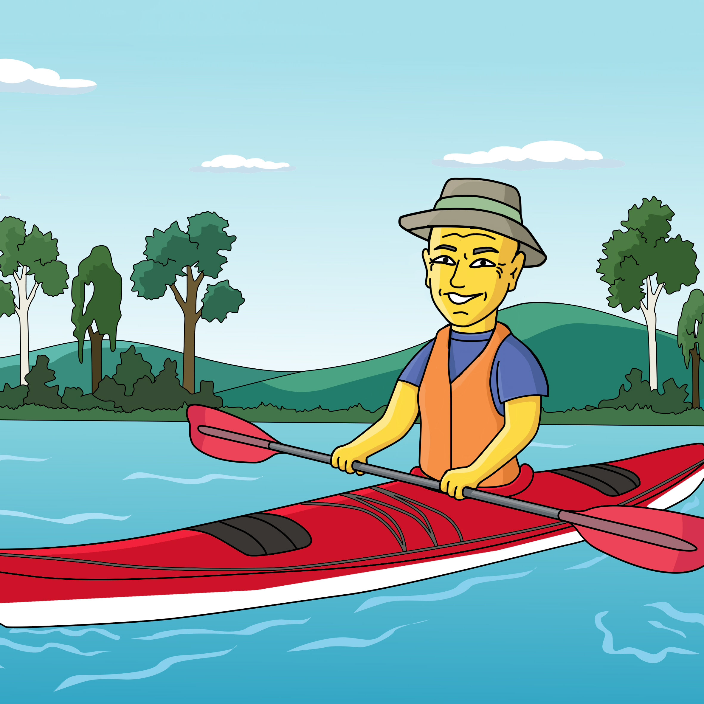 Kayaker Gift - Custom Cartoon Portrait From Photo / Kayaking Gifts ...