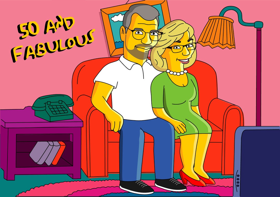 50th Birthday Gift for Women Cartoon Portrait / 50th Birthday Gift for ...