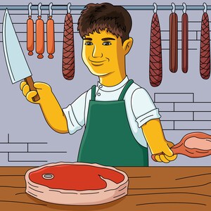 Butcher Gift Custom Portrait From Your Photo as Yellow Cartoon ...