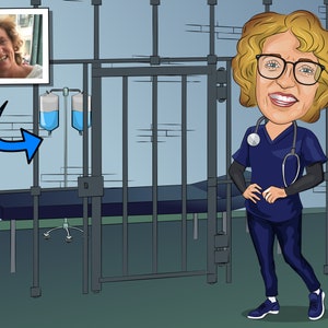 Corrections Nurse Gift - Custom Caricature From Photo, Prison Nurse ...