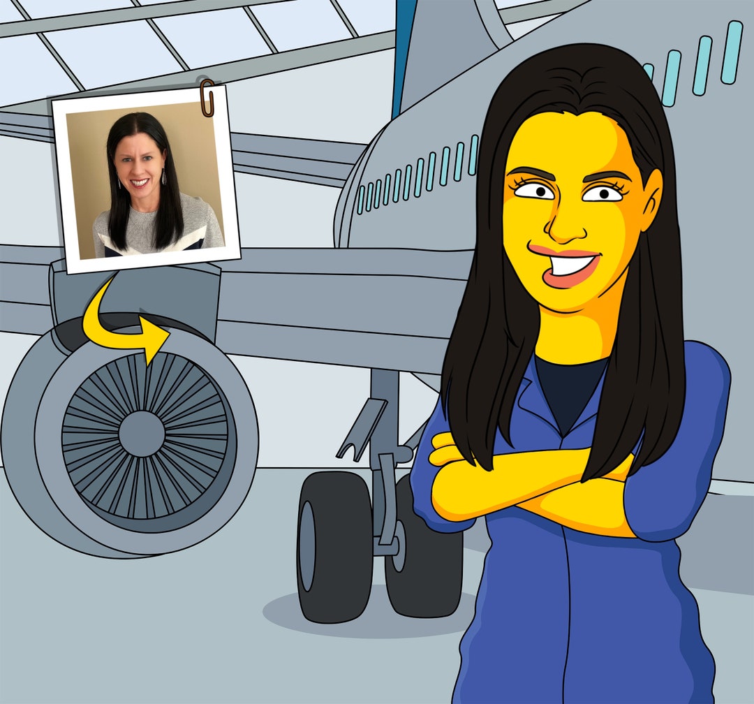 Aerospace Engineer Gift - Custom Portrait as Yellow Cartoon Character ...