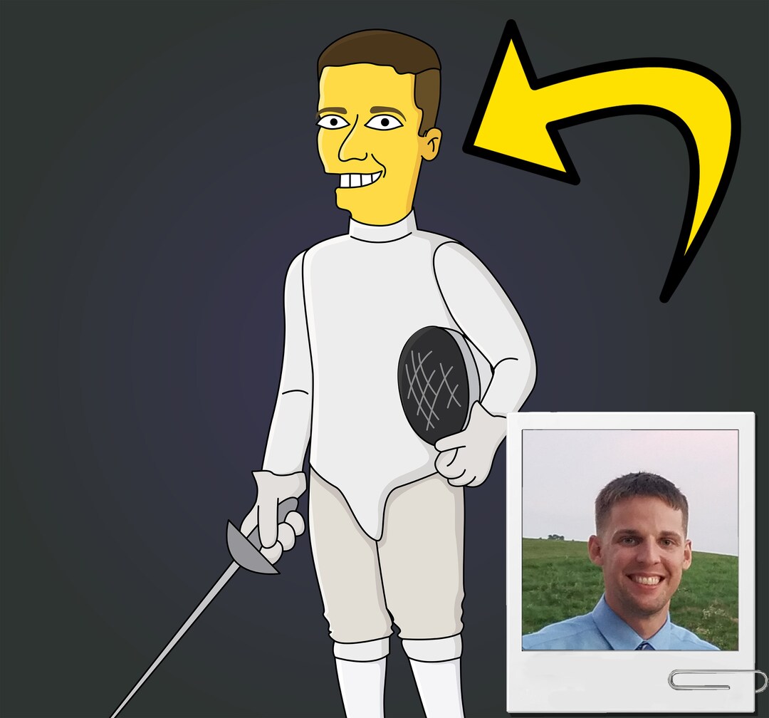 Fencing Gift Custom Portrait as Cartoon Character / Fencing Teacher ...