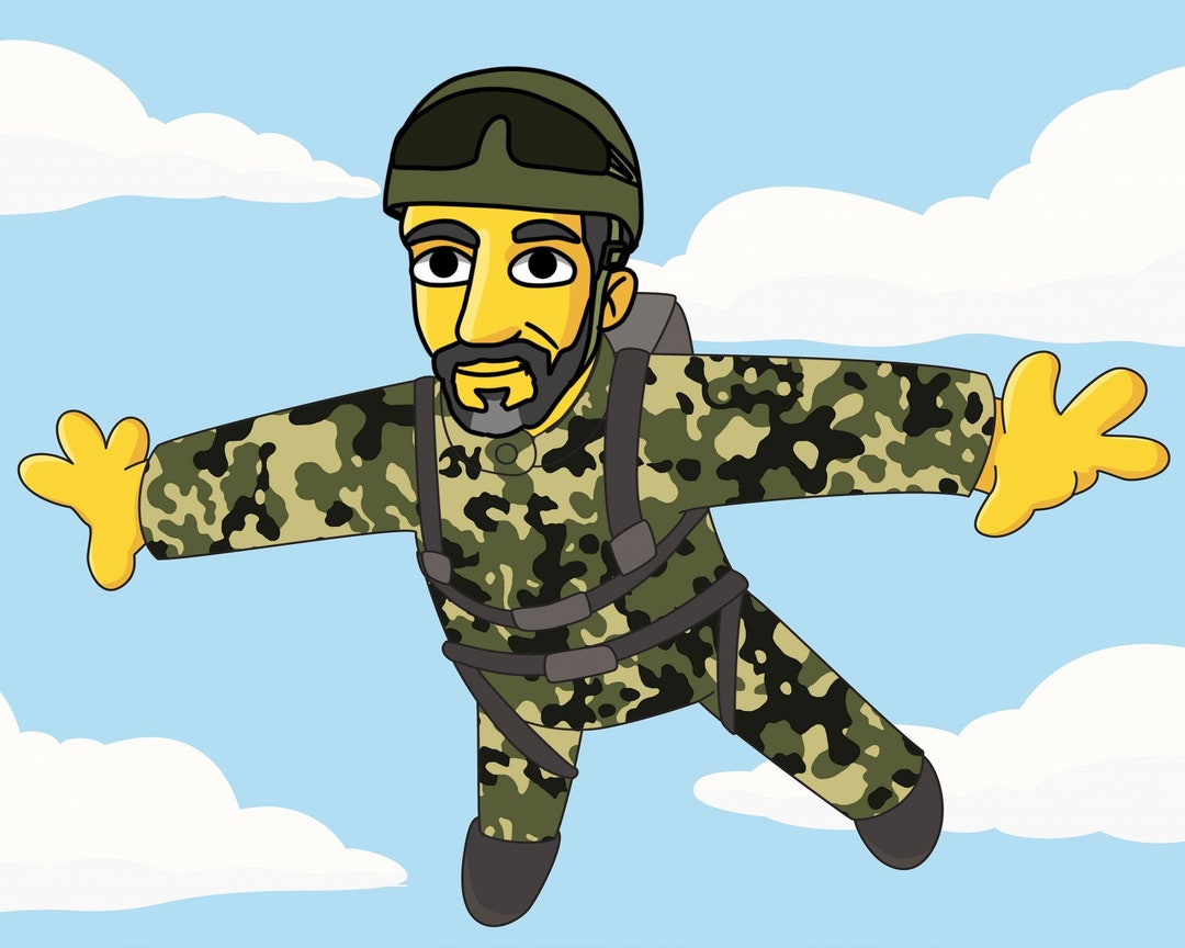 Paratrooper Gift Custom Portrait as Yellow Character, Army Airborne ...