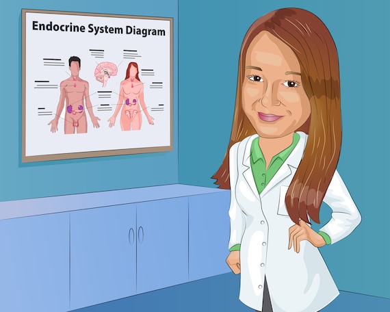 Endocrinologist Gift Custom Caricature Portrait From Your | Etsy