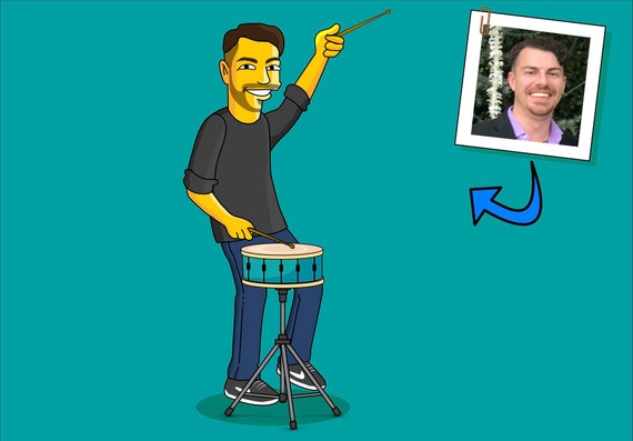 Snare Drum Player Gift Portrait as Cartoon Character / Snare | Etsy