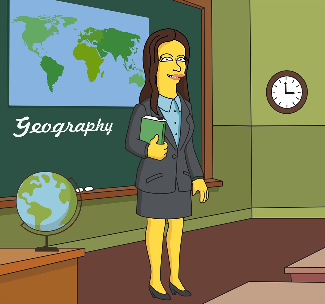 Geography Teacher Gift Custom Portrait as Cartoon Character - Etsy