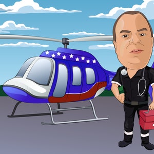 Flight Medic Gift - Custom Caricature Portrait From Your Photo / Flight ...