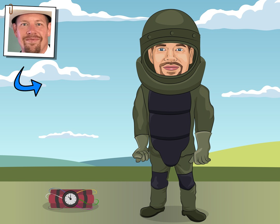 Bomb Squad Gift - Custom Caricature Portrait From Your Photo / Eod Tech ...