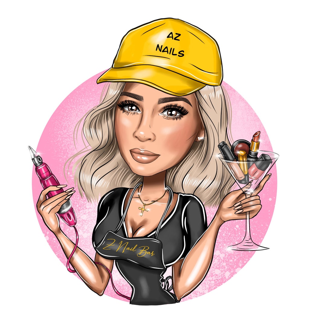 Custom Cartoon Nail Salon Logo Design: Personalized Business Portrait ...