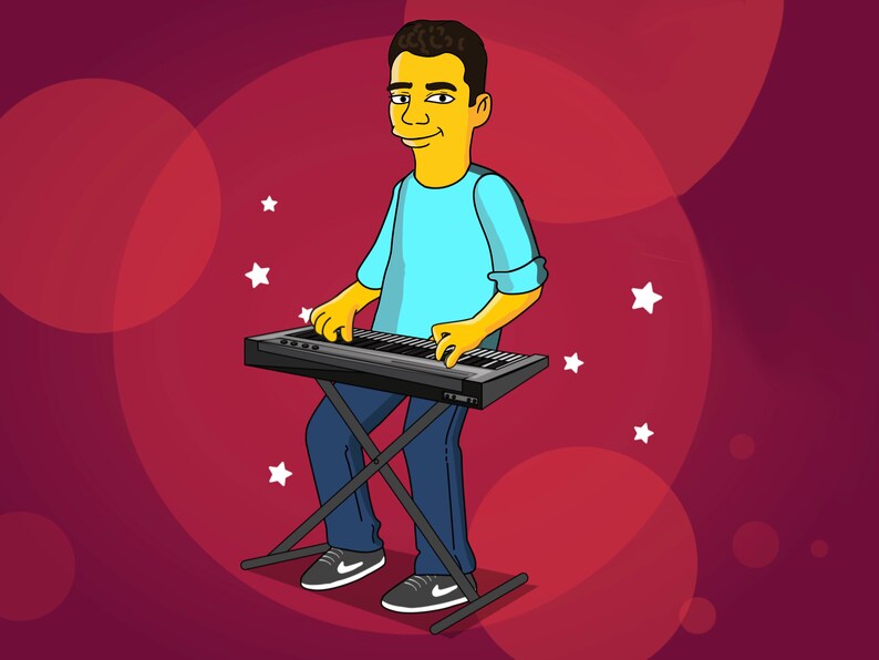 Keyboard Player Gift - Portrait as Cartoon Character / Keyboardist Gift ...