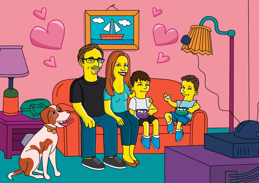 Custom FAMILY Portrait as Cartoon Characters / Family Art Portrait ...