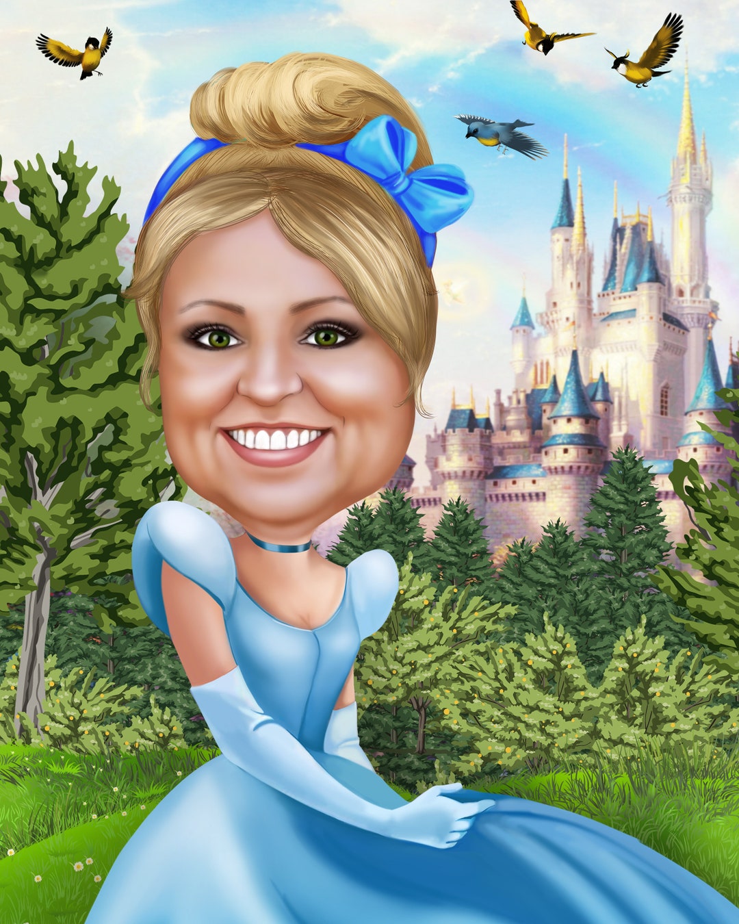 Custom Cinderella Portrait / Cinderella Party Ideas / Cinderella ...