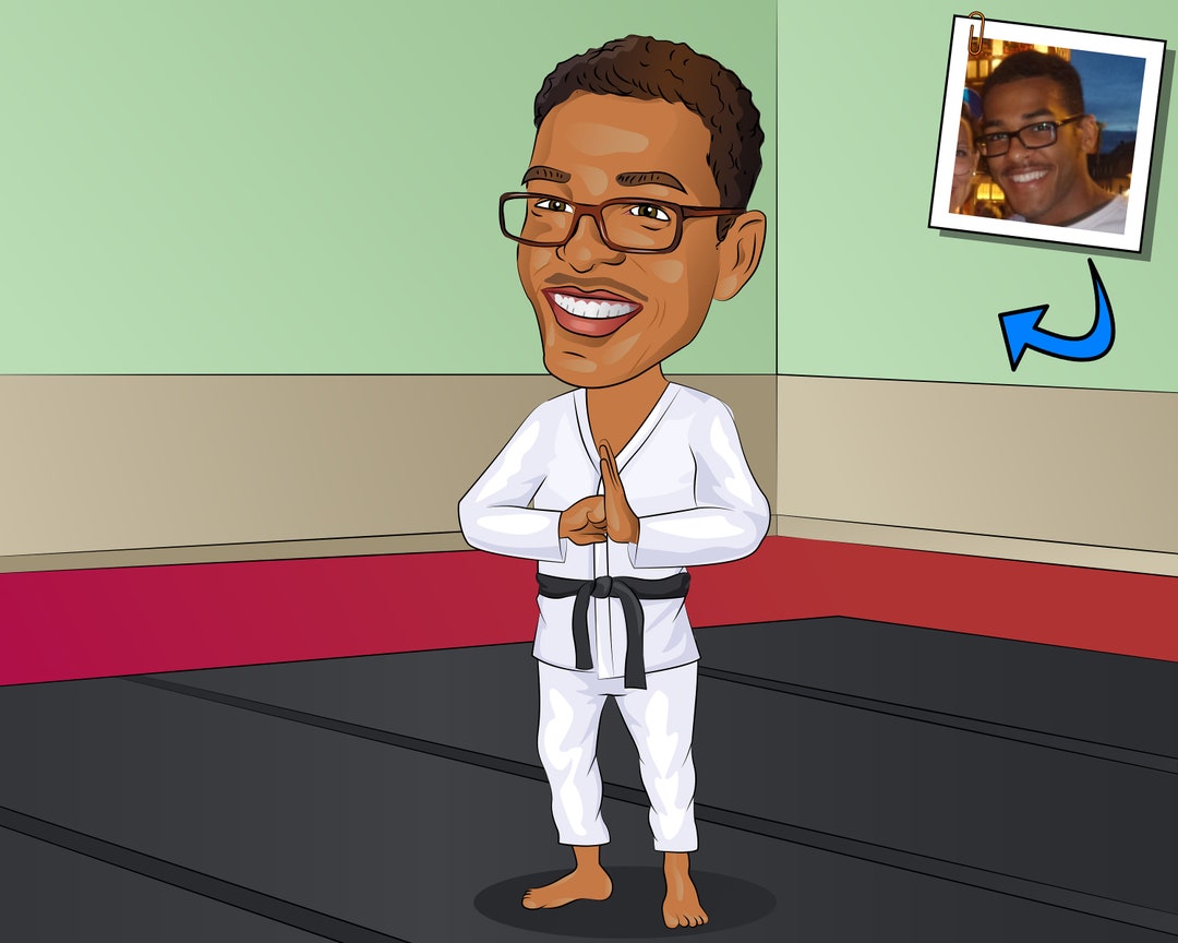 Jiu Jitsu Gift - Custom Caricature Portrait From Your Photo / Bjj Gift ...