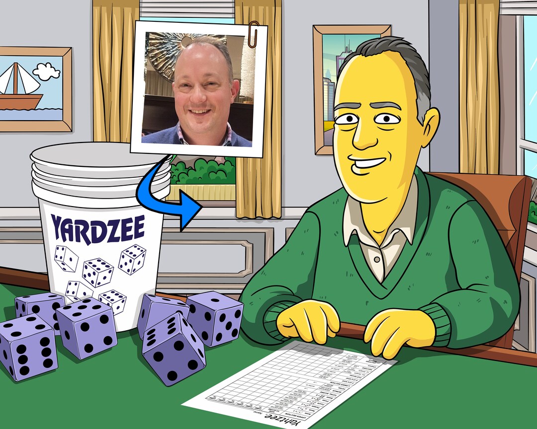 Farkle Player Gift - Custom Portrait From Photo as Yellow Character ...