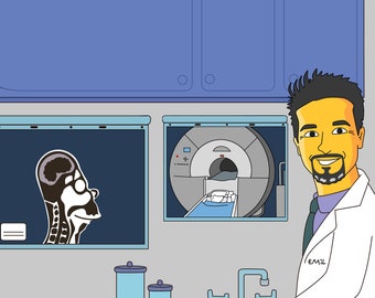 Radiologist Gift Custom Portrait as Yellow Character / | Etsy