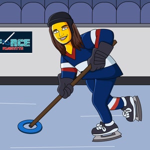 Ringette Player Gift Custom Portrait From Photo as Yellow Character ...