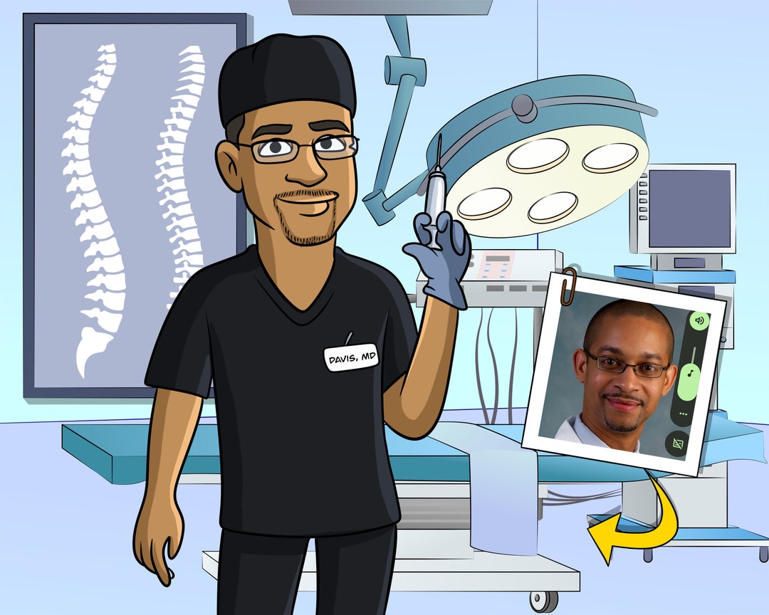 Spine Surgeon Gift - Custom Portrait as Cartoon Character / Spine ...