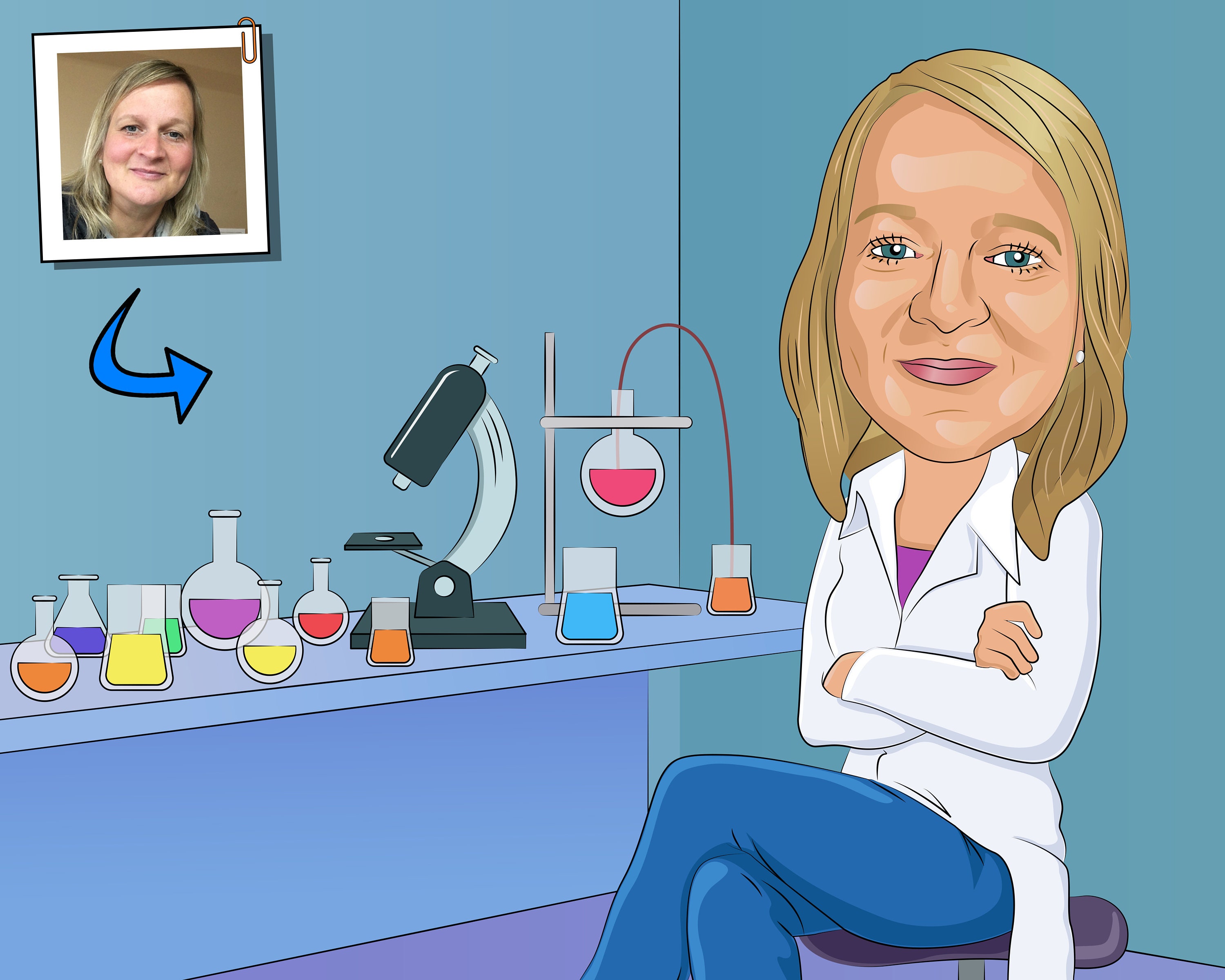 Microbiologist Gift Custom Caricature Portrait From Your | Etsy