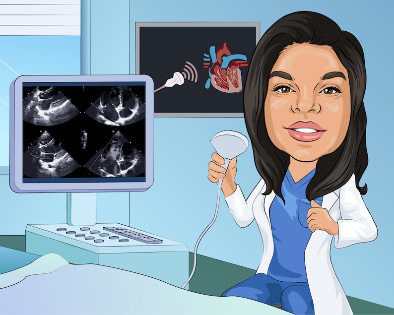 Cardiac Echo Tech Gift - Custom Caricature Portrait From Your Photo ...