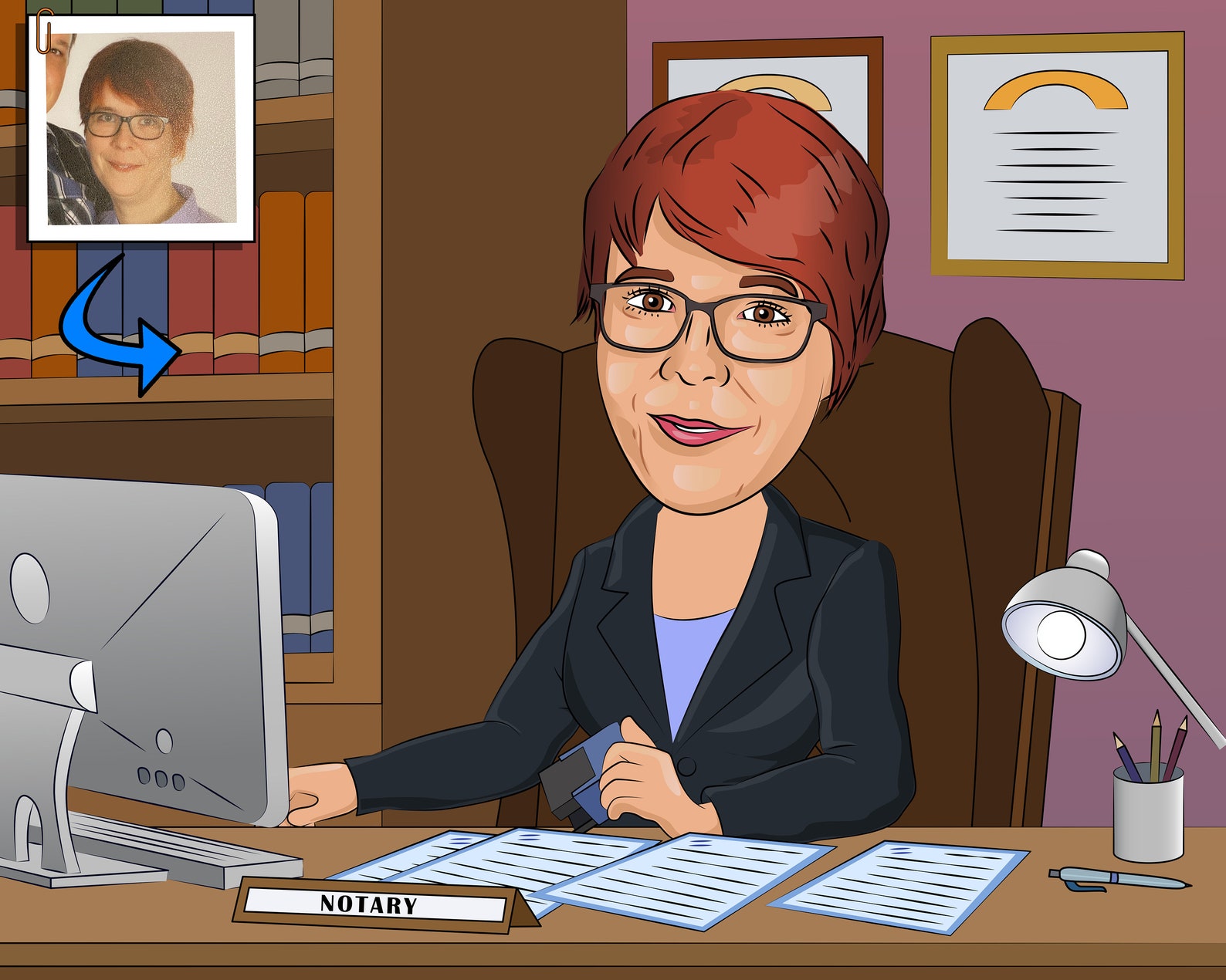 Notary Gift Custom Caricature Portrait From Your Photo - Etsy