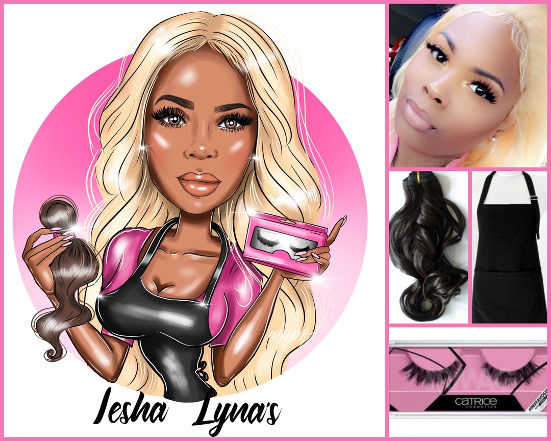 Hair Bundles Logo Design - Custom Cartoon Portrait for Your Business ...
