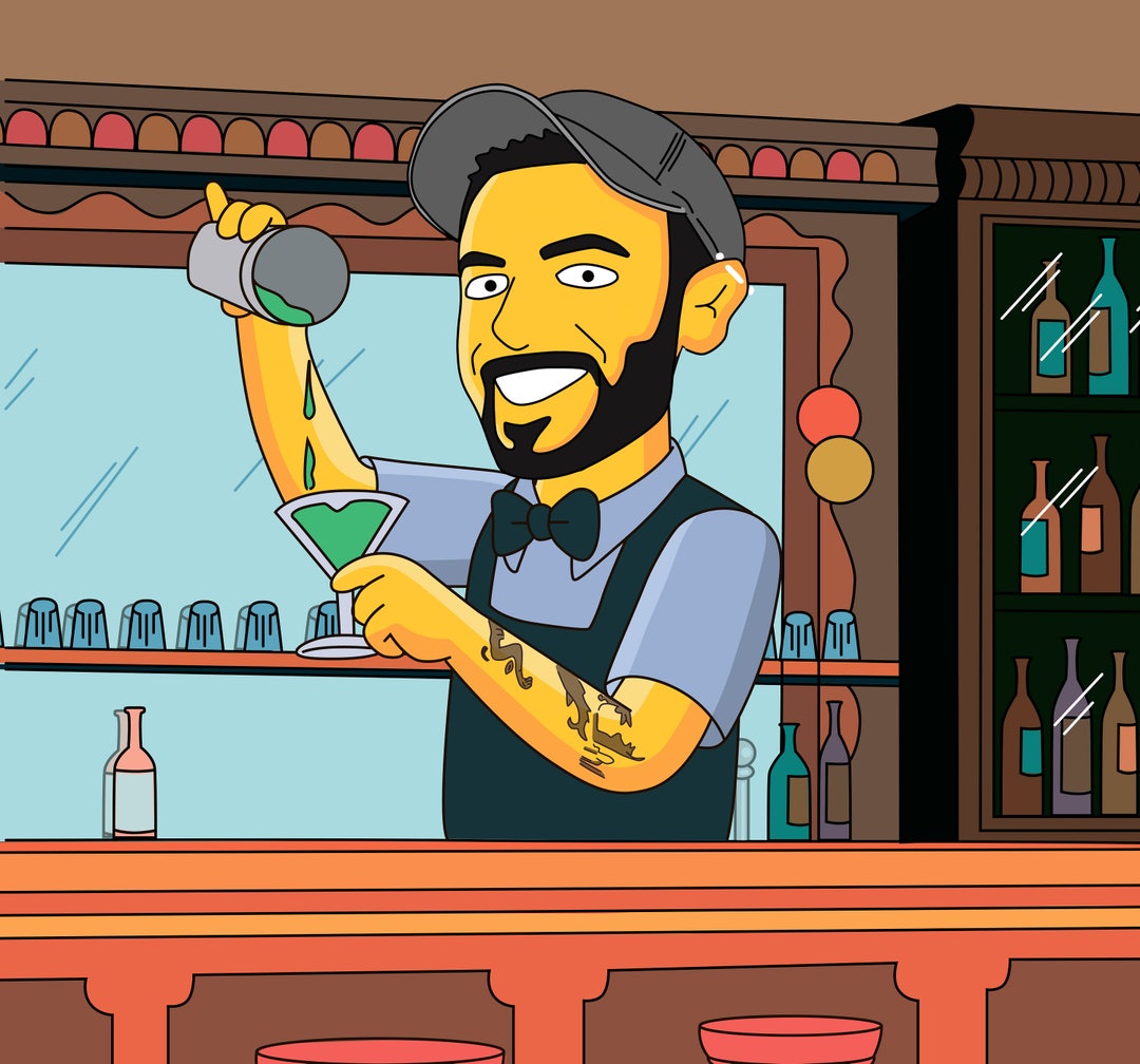 Mixologist Gift - Custom Portrait as Yellow Cartoon Character, Mixology ...